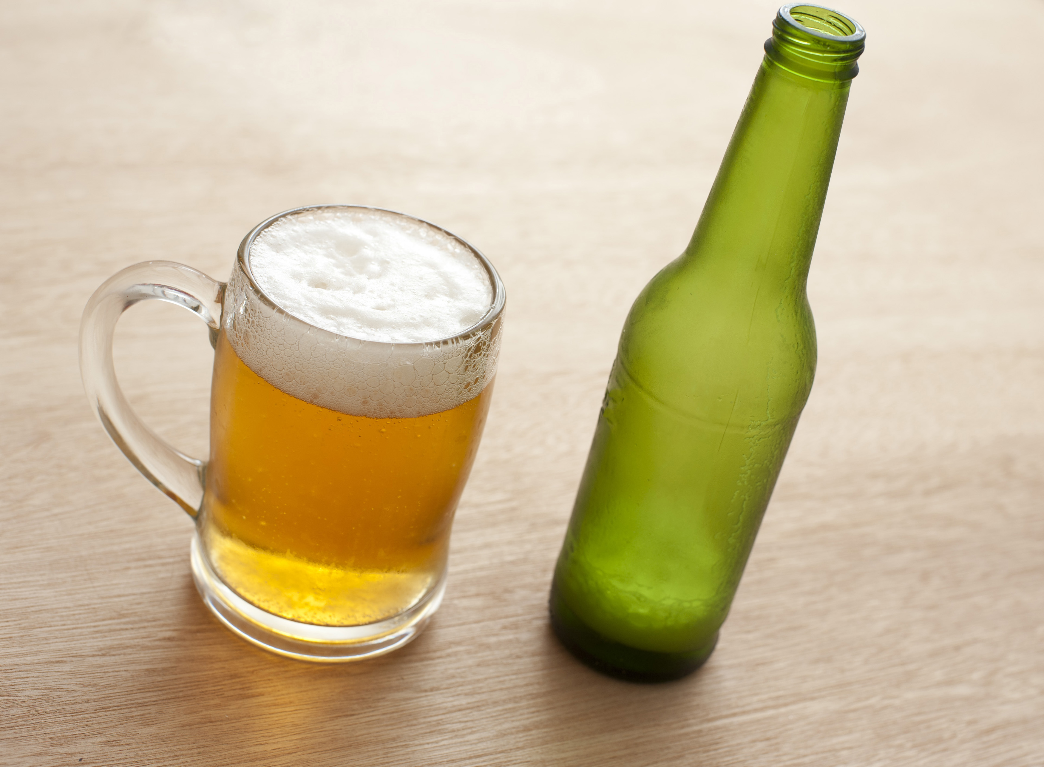 Beer In A Glass Beer Mug With Empty Bottle Free Stock Image Beer In A Glass Beer Mug With Empty Bottle Free Stock Image