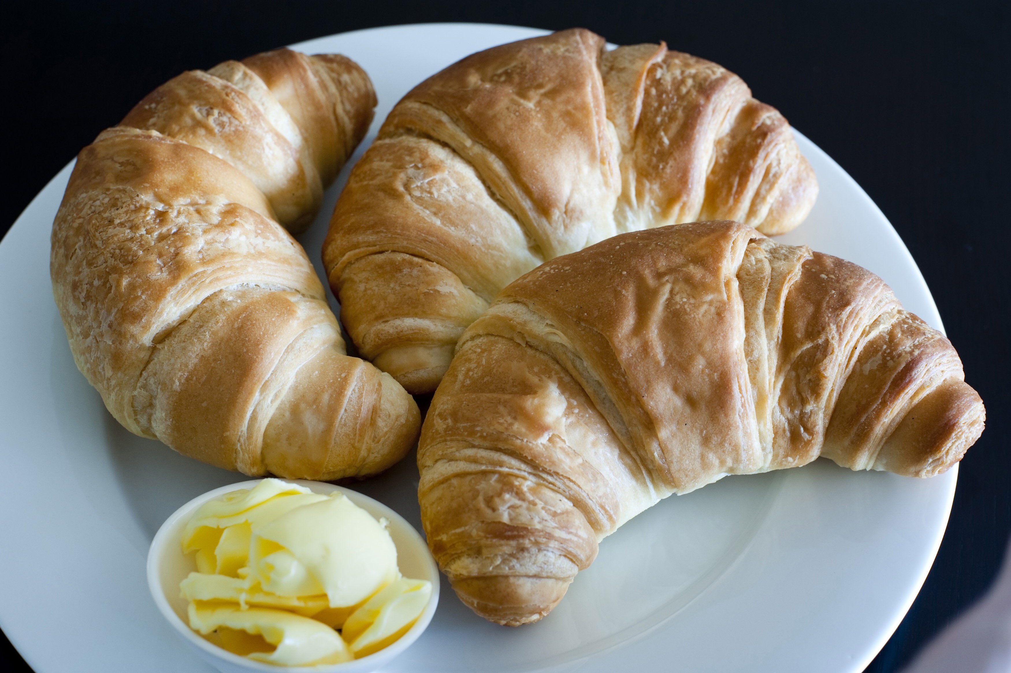 Three Flaky Golden Croissants Free Stock Image Three Flaky Golden Croissants Free Stock Image